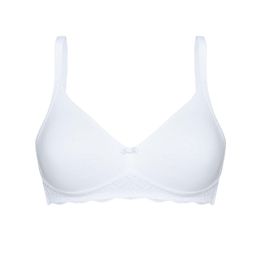SuSa Damen B&uuml;gelloser BH "BH ohne B&uuml;gel Nizza", Gr. 90, wei&szlig;, Obermaterial: 58% Baumwolle CO. 36% Polyamid PA. 6% Elasthan EL., BHs
