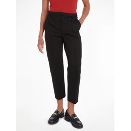 Tommy Hilfiger Damen Webhose "ELEVATED SLIM STRAIGHT KNIT PANT", schwarz, Gr. 38, unifarben, Web, Obermaterial: 70% Viskose, 22% Polyamid, 8%