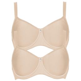 SuSa Damen T-Shirt-BH "2er Pack Spacer BH mit B&uuml;gel Catania", Gr. 70, beige, Obermaterial: 50% Polyamid PA. 30% Polyester PES. 20% Elasthan EL., BHs