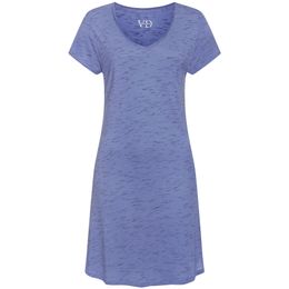 Vivance Dreams Damen Nachthemd, Gr. 32, lila, Single Jersey, Obermaterial: 90% Viskose, 10% Polyester, meliert, Basic, Kleider, mit sch&ouml;nem