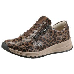 Waldläufer WALDLÄUFER Damen Keilsneaker "H-APRIL", Gr. 7, beige, Lackleder, Nubukleder, animal-print, glänzend, Schuhe, Bequemschuh, Halbschuh, Schnürschuh in
