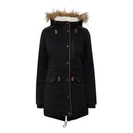 oxmo Damen Langmantel "Parka OXAnna", schwarz, Gr. S, Obermaterial: 65% Polyester PES. 35% Baumwolle CO., M&auml;ntel