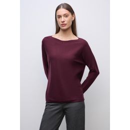Rundhalspullover Street One, Damen, Gr. 34, wildberry rot, Stoff, 30% Polyester, 29% Polyacryl, 21% Viskose, 20% Nylon, unifarben, normal normal, U-Boot-Ausschnitt, Rollsaum, Pullover Rundhalspullover, aus Feinstrick