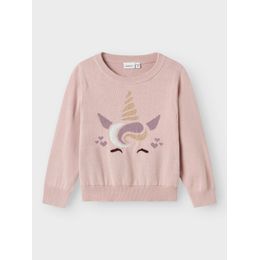 name it Jungen Strickpullover "NMFKIRAS LS KNIT", lila, Gr. 92, bedruckt, Strick, Obermaterial: 100% Baumwolle, Pullover