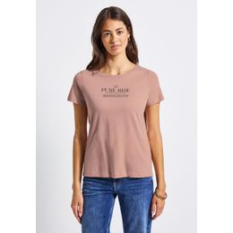 Street One Damen T-Shirt, rosa, Gr. 46, bedruckt, Web, 100% Baumwolle, Shirts, Feel Good Fit