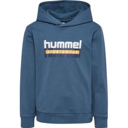 Hummel Mädchen Kapuzensweatshirt, blau, Gr. 128, Obermaterial: 98% Baumwolle, 2% Elasthan, Sweatshirts, für Kinder
