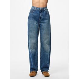 Pieces Damen High-waist-Jeans "PCKATE HW STRAIGHT JEANS MB NOOS BC", blau, Gr. 27, unifarben, Denim/Jeans, Obermaterial: 100% Baumwolle, Jeans