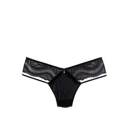 Damen Tanga, Petite Fleur Gold, Gr. 36, schwarz, Spitze, Obermaterial: 90% Polyamid, 10% Elasthan, Unterhosen, mit eleganter Spitze