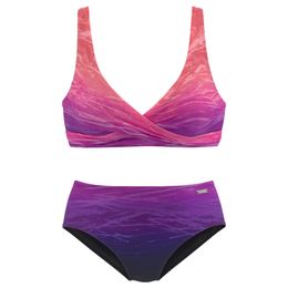 Lascana Damen Triangel-Bikini, blau, Gr. 34, Farbverlauf, Polyamid, Bikini-Sets, mit Farbverlauf