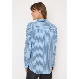 Cecil Damen Langarmbluseblouse blau, Gr. XXL, gestreift, Web, 67% Baumwolle, 32% Polyester, 1% metallisierte Fasern, Blusen, mit Knopfleiste