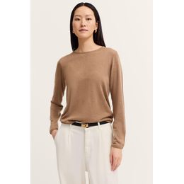 Bugatti Damen Rundhalspullover "weich & elegant", beige, Gr. M, unifarben, 40% Viskose, 30% Polyamid, 20% Polyester, 10% Kaschmir, Pullover, aus
