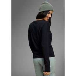 Kangaroos Damen Langarmshirt, schwarz, Gr. 40, Jersey, Obermaterial: 54% Baumwolle, 38% Polyester, 8% Elasthan, Shirts, mit schimmerndem Druck