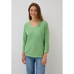 Cecil Damen Strickpullover, gr&uuml;n, Gr. L, unifarben, Web, 60% Baumwolle, 40% Viskose, Pullover, im soften Baumwoll-Mix