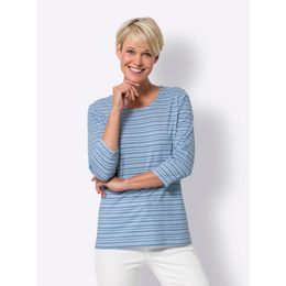 Classic Basics Damen 3/4-Arm-Shirt "3/4-Arm-Shirt", blau, Gr. 48, gemustert, gestreift, mehrfarbig, 100% Baumwolle, Shirts