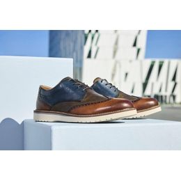 Rieker Herren Schnürschuh, Gr. 45cognac, khaki, blau, Glattleder, Lyralochung, mehrfarbig, Schuhe, Schnürschuh, Business-Schnürer, Lyralochung, in