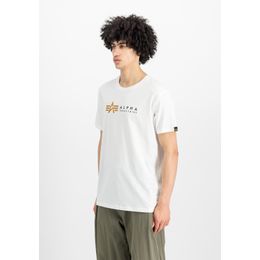 Herren T-Shirt "Alpha Label T-Shirt", wei&szlig;, Gr. M, Alpha Industries, Obermaterial: 100% Baumwolle, Shirts