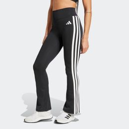 Damen Trainingstights "OPT ESS 3S FLAR", schwarz-wei&szlig;, Gr. XL, adidas Performance, Obermaterial: 85% Polyester, 15% Elasthan, Hosen