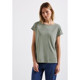 Street One Damen T-Shirt, grün, Gr. 34, unifarben, Stoff, 70% Modal, 30% Polyester, Shirts, mit Seitlichen Einschlitzen am Saum