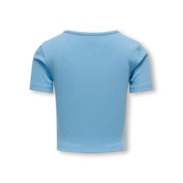 KIDS Only M&auml;dchen Kurzarmshirt "KOGNESSA S/S CUT OUT TOP BOX JRS NOOS", blau, Gr. 158, unifarben, Feinripp, Obermaterial: 95% Baumwolle, 5% Elasthan,