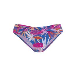 Buffalo Damen Bikini-Hose "Soleil", bunt, Gr. 38, bedruckt, floral, Recycling-Polyamid, Badehosen, mit V-f&ouml;rmigen Umschlagbund