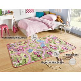 Kinderteppich Hanse Home, B:90cm H:7mm L:200cm, rosa, Kunstfaser, Teppiche, "Sweettown", Kurzflor, Stra&szlig;en-Spielteppich, Spielunterlage, Kinderzimmer