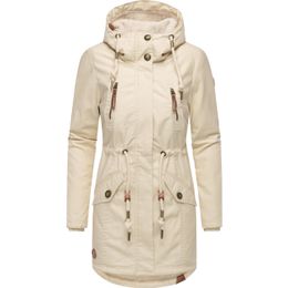 Wintermantel Ragwear "Elsie", Damen, Gr. XXXL(46), beige, Außenmaterial: 65% Polyester, 35% Baumwolle, Innenfutter: 100% Polyester, Wattierung: 100% Polyester, tailliert ca. Mitte Oberschenkel, Ärmel ohne Ärmelschlitz Rippstrickbündchen mit Daumenlöchern, Mäntel, stylischer Winterparka mit Kapuze und Teddyfleece, Topseller