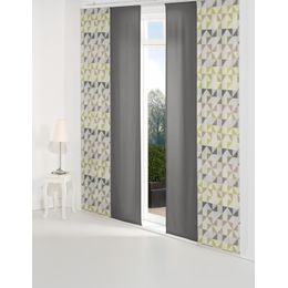 Schiebegardine WIRTH, B:60cm H:245cm, gr&uuml;n, Jacquard, Baumwolle, Polyester, Wohnzimmer, Gardinen, "Berlare", Inkl. Montagezubeh&ouml;r