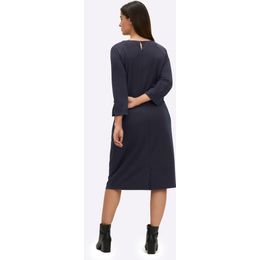 sheego Damen Etuikleid "Etuikleid", blau, Gr. 54, unifarben, Jersey, 70% Polyester, 25% Viskose, 5% Elasthan, Kleider