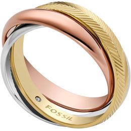 Fossil Damen Fingerring "Schmuck Geschenk Edelstahl Ring HARLOW", 19, Edelstahl, 3mm, rosa, Edelstahl, Fingerringe