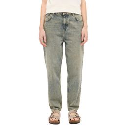 Mom-Jeans Mustang "Damen Style Charlotte Tapered", Damen, Gr. 30, Länge 34, blau (232 hellblau), Denim/Jeans, 100% Baumwolle, unifarben, bequem, Jeans