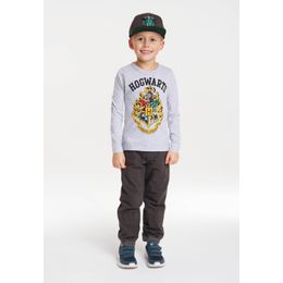 logoshirt Jungen Langarmshirt "Hogwarts", grau, Gr. 164, bedruckt, meliert, 95% Baumwolle, 5% Viskose, Shirts, mit detailliertem Print