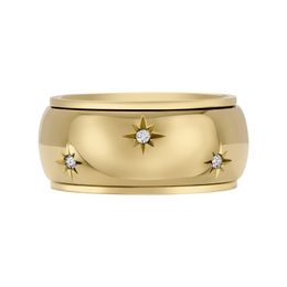 Fossil Damen Fingerring "Schmuck Geschenk Edelstahl Ring SADIE", 17,5, Edelstahl, 10mm, gold, Edelstahl, Fingerringe, mit Glasstein