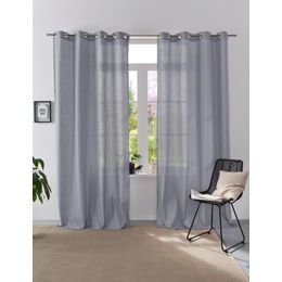Vorhang, B:140cm H:160cm, grau, Home Affaire COLLECTION, Polyester, Wohnzimmer, Gardinen, "Linsdorf", Leinenstruktur, halbtransparent