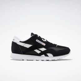 Reebok CLASSIC Jungen Sneaker "CL NYLON", Gr. 34,5, schwarz-wei&szlig;, Leder, Synthetik, Textil, Schuhe