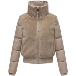 Navahoo Damen Pl&uuml;schjacke "Teddyzone 14", beige, Gr. XL, Obermaterial 1: 100% Polyester; Obermaterial 2: Polyester; Innenfutter: 100% Polyester;