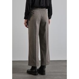 Street One Damen Culotte, braun, Gr. 44, kariert, Stoff, 81% Polyester, 9% Viskose, 6% metallisierte Fasern, 4% Elasthan, Hosen, High Waist