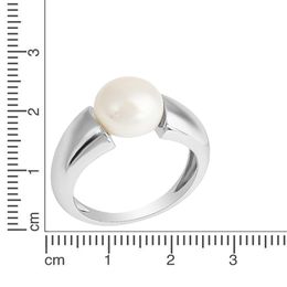 ZEEme Damen Fingerring "Silber 925 rhodiniert mit einer wei&szlig;en Perle 10-10,5mm", 017 (53,5), Silber 925 (Sterlingsilber), wei&szlig;, Silber 925