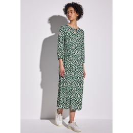 Street One Damen Midikleid, gr&uuml;n, Gr. 34, bedruckt, Stoff, 100% Viskose, Kleider, mit Rundhalsausschnitt