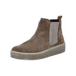 Gabor Damen Plateaustiefelette "Gabor Stiefelette Veloursleder/Textil", Gr. 42,5, braun, Textil, Veloursleder, Schuhe