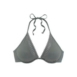 s.Oliver Damen B&uuml;gel-Bikini-Top "Aiko", gr&uuml;n, Basic, Gr. 38, unifarben, Microfaser, Microfaser, Polyamid, Bikini-Oberteile, mit H&auml;keloptik