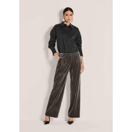 Madeleine Mode MADELEINE Damen Stoffhose "Samthose Weite Stoffhose aus Samt, Mid Waist", grau, Modern, Gr. 34, Obermaterial: 95% Polyester PES. 5% Elasthan EL.,