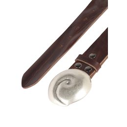 Damen Lederg&uuml;rtel, braun, Gr. 90, RETTUNGSRING G&Uuml;RTEL, unifarben, Leder, G&uuml;rtel, mit austauschbarer Schlie&szlig;e &raquo;Muschel Rund Silber&laquo;