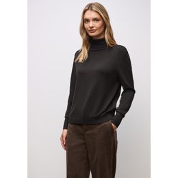 Street One Damen Rollkragenpulloverschwarzest braun, Gr. 40, unifarben, Stoff, 71% Viskose, 29% Nylon, Pullover, mit Strick-Struktur