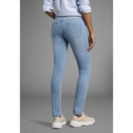 Arizona Damen Slim-fit-Jeans "Bund mit seitlichem Gummizugeinsatz", blau, Basic, Gr. 100, Denim/Jeans, Obermaterial: 98% Baumwolle, 2% Elasthan,