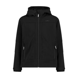 CMP Jungen Softshelljacke "KID SOFTSHELL JACKET FIX HOOD für Kinder", schwarz, Gr. 152, Softshell, Obermaterial: 96% Polyester, 4% Elasthan.