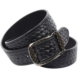 Anthoni Crown Damen Lederg&uuml;rtel, schwarz, Gr. 100, unifarben, Leder, G&uuml;rtel, mit Flecht-Pr&auml;gung