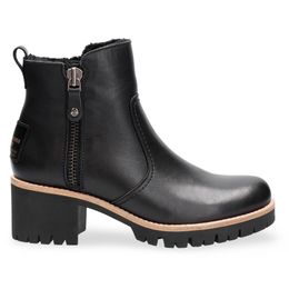 Panama Jack Damen Winterstiefelette, Gr. 39, schwarz, Nappaleder, unifarben, Schuhe, Boots, Profilsohle, Warmfutter, Reißverschlüsse, mit Anziehlasche