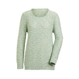GOLDNER Damen Rundhalspullover "Strickoberteil mit Multicolor-Effekt", wei&szlig;, Gr. 42, Obermaterial: 53% Baumwolle CO. 47% Polyester PES., Pullover