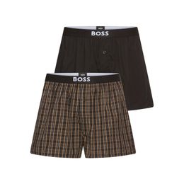 BOSS Jungen Pyjamashorts "2P Boxer Shorts EW", Gr. S, schwarz, Web, Obermaterial: 100% Baumwolle, Hosen, mit Logobund