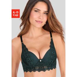 s.Oliver Damen Push-up-BH "Romane", Gr. 85, gr&uuml;n, Spitze, Obermaterial: 54% Polyamid, 37% Polyester, 9% Elasthan, BHs, mit B&uuml;gel und graphischer